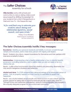 Snapshot of SAFER Choices Assembly | The Center for Respect